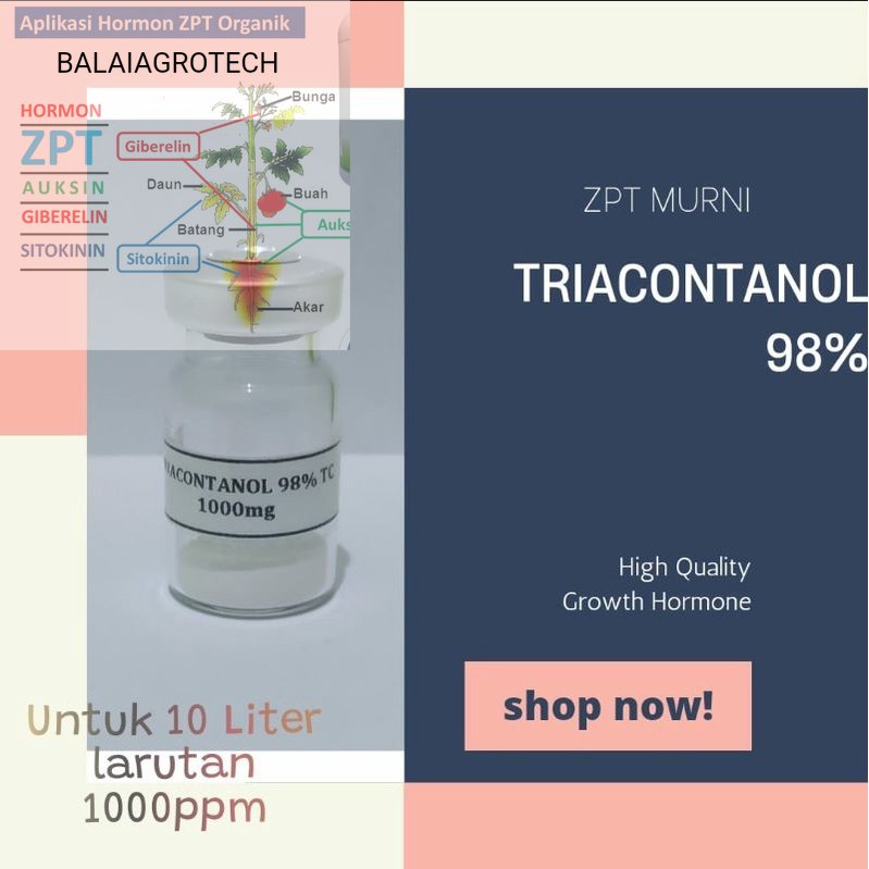 Jual ZPT Triacontanol Powder 98% murni 1000mg bisa dijadikan 10 liter ...