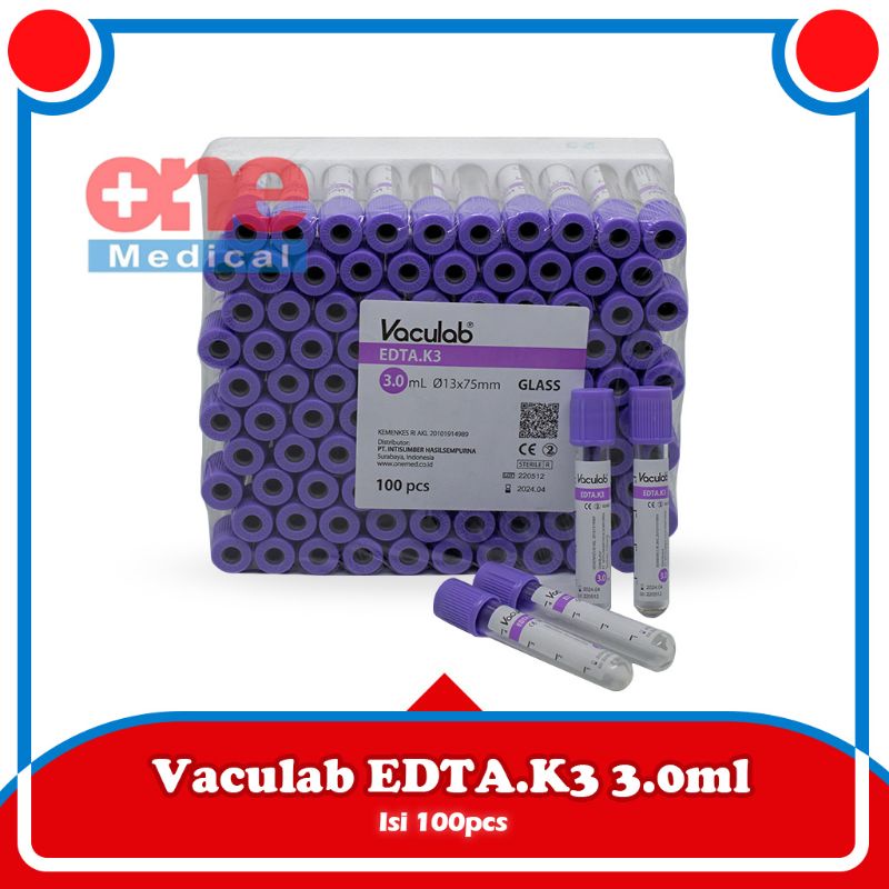 Jual Tabung Sampel Darah 3ml Vaculab EDTA Ungu Vacuum Blood Collection ...