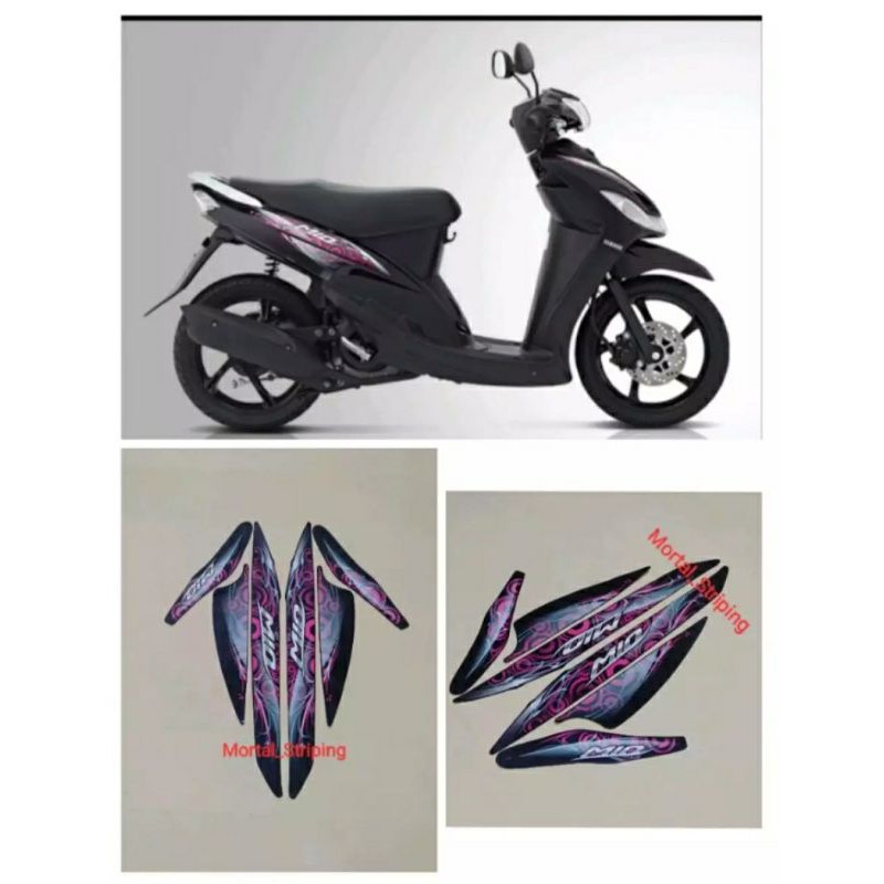Jual STIKER STRIPING LIS BODY MOTOR MIO SMILE 2011 2012 FULL HITAM ...