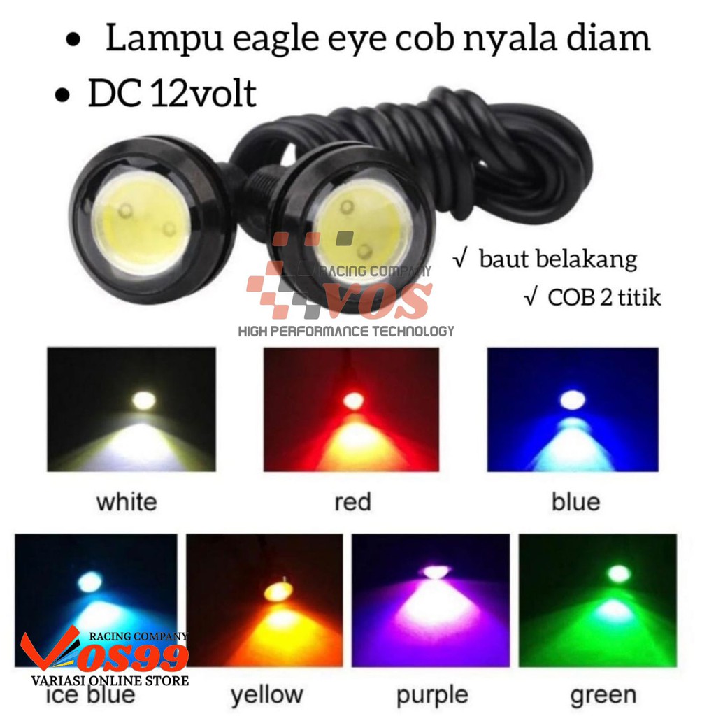 Jual [2 BIJI] LAMPU LED MATA ELANG EAGLE EYE COB NYALA DIAM DC 12V BUMPER SEIN REM MOBIL MOTOR ...