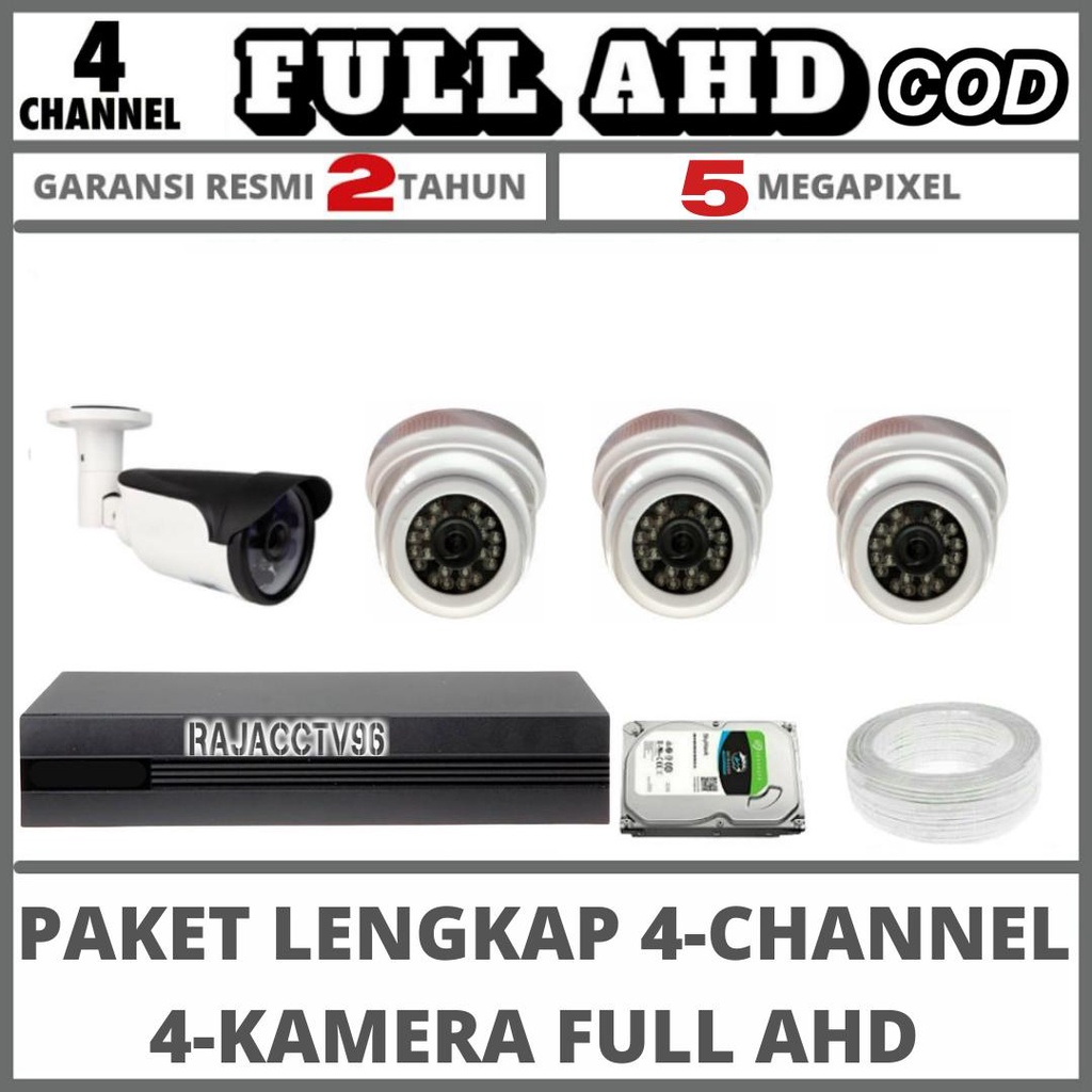 Jual PAKET CCTV 4 CHANNEL 4 CAMERA FULL AHD 5MP 1080P IR SONY KAMERA ...
