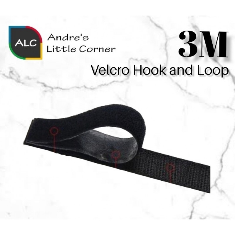 Jual 3M Velcro Hook and Loop Kasar dan Halus Hitam 20mmx100mm Lipo ...