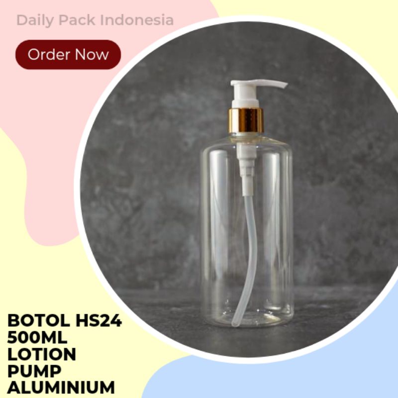 Jual DPI.ID - Botol PET Handsoap 500ml Clear + Lotion Pump Aluminium Neck 24mm | Shopee Indonesia