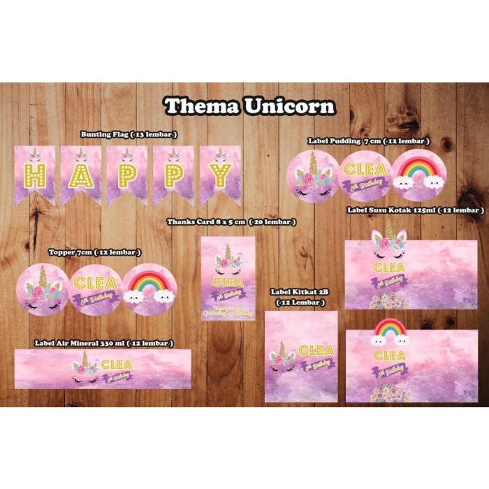 Jual Pesta Paket Printable Dessert Table / Label Ulang Tahun Unicorn ...