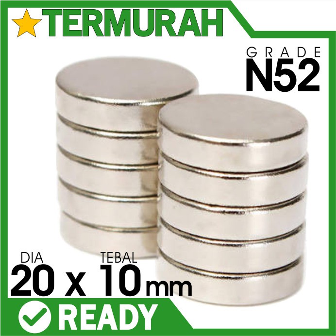 Jual magnet neodymium 20x10mm 20x10 mm 20 x 10 bulat koin putih ...