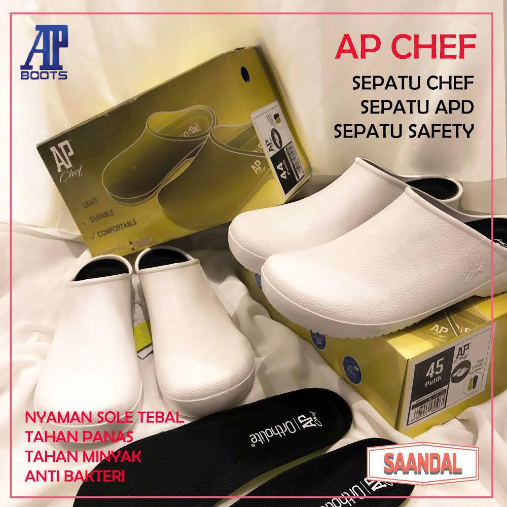 Jual Sepatu Chef Safety AP Boots Chef Hitam Dapur Tahan Pisau Karet ...