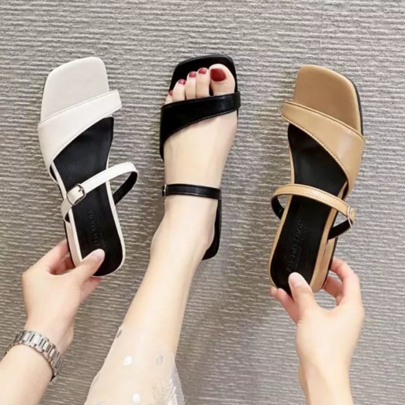 Jual RAYA sandal wanita hak tahu 3 cm terbaru sandal simple | Shopee ...