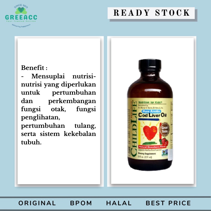 Jual CHILDLIFE Cod Liver Oil 237ml 8oz Child Life BPOM Vitamin Anak ...