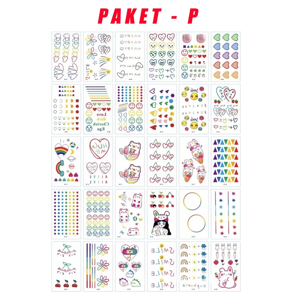 Jual 30pcs Temporary Tattoo Sticker Motif Tulisan Cartoon Small Fresh ...