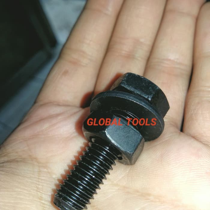 Jual Baut mur baja 8.8 m10 x 30 baut hitam 10x30 kunci 17 high tensile ...