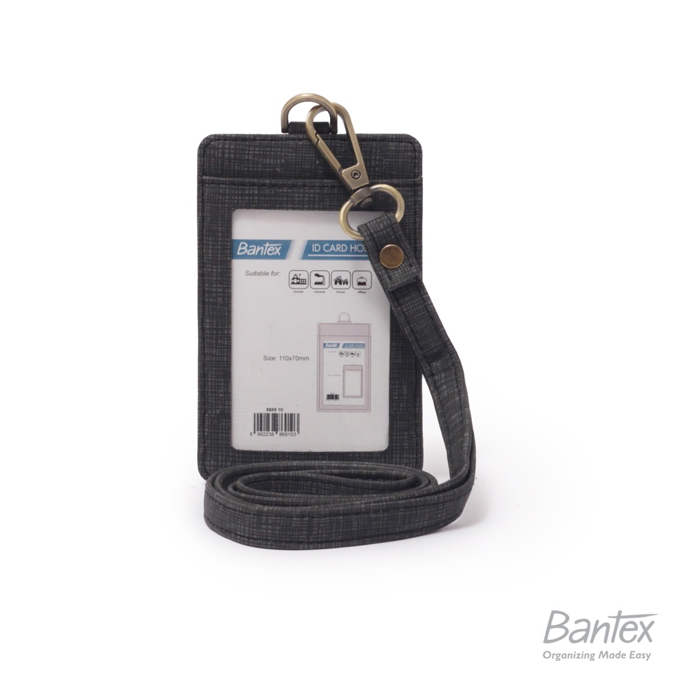 Jual Bantex Leather Name Tag ID Card Holder Kulit Sintetis Lanyard Tali ...