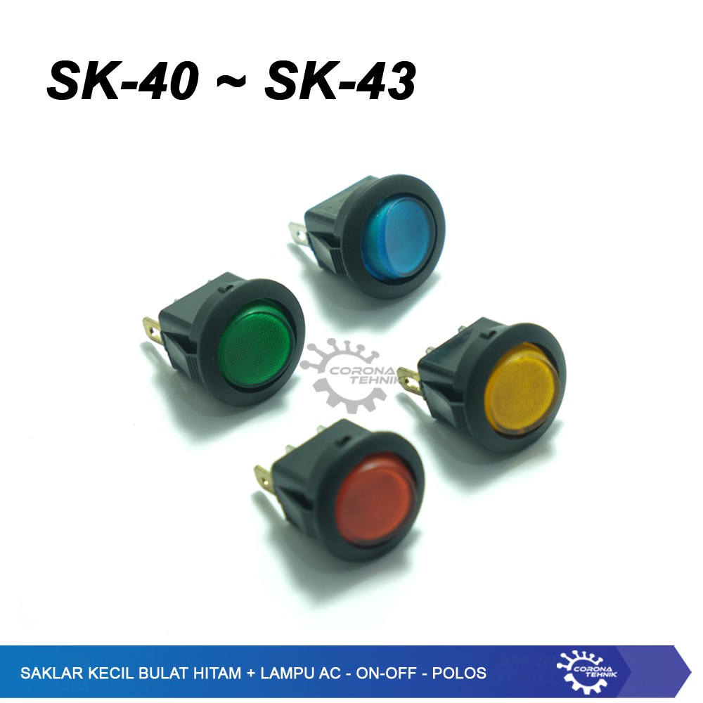 Jual Saklar Kecil Bulat Hitam + Lampu AC - ON-OFF - POLOS | Shopee ...