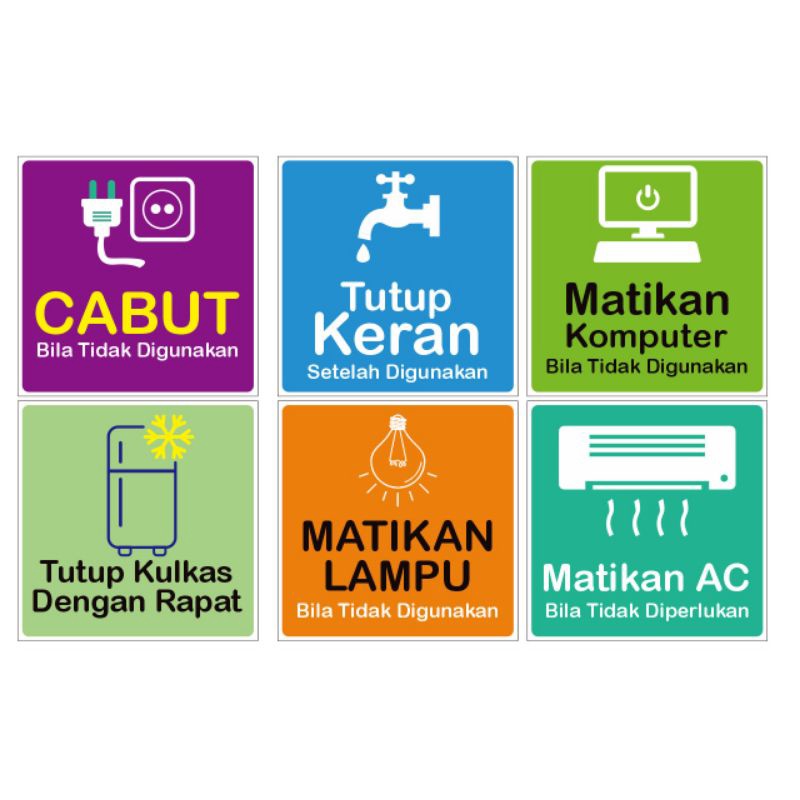 Jual STIKER HEMAT ENERGI, STIKER PENGINGAT, STIKER PENANDA, WATERPROF ...