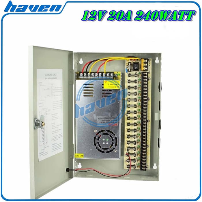 Jual POWER SUPPLY BOX 20A 12V 18CH / CCTV ADAPTOR/ PSU 12V 20A BOX ...