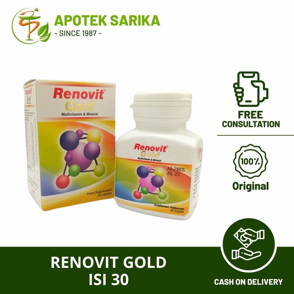 Jual Renovit Gold isi 30 tablet (multivitamin dan mineral) | Shopee ...