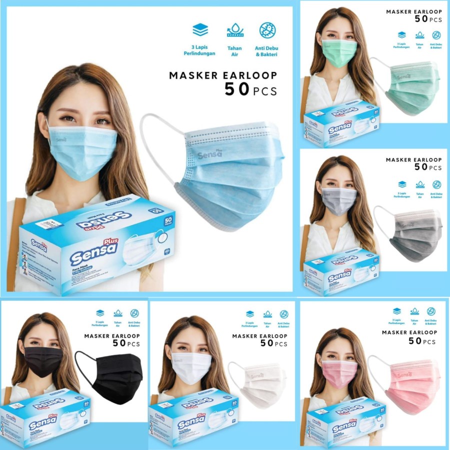 Jual SENSA PLUS 3PLY MASK BOX ISI 50 - MASKER 3PLY EMBOS SENSA PLUS ...