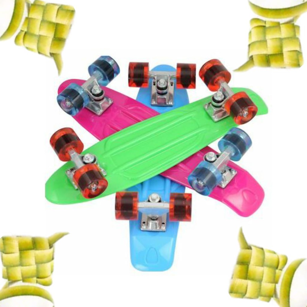 Jual SYARIAH TOYS PAPAN SKATEBOARD PVC PENNY BOARD RODA LAMPU 27 INCH ...
