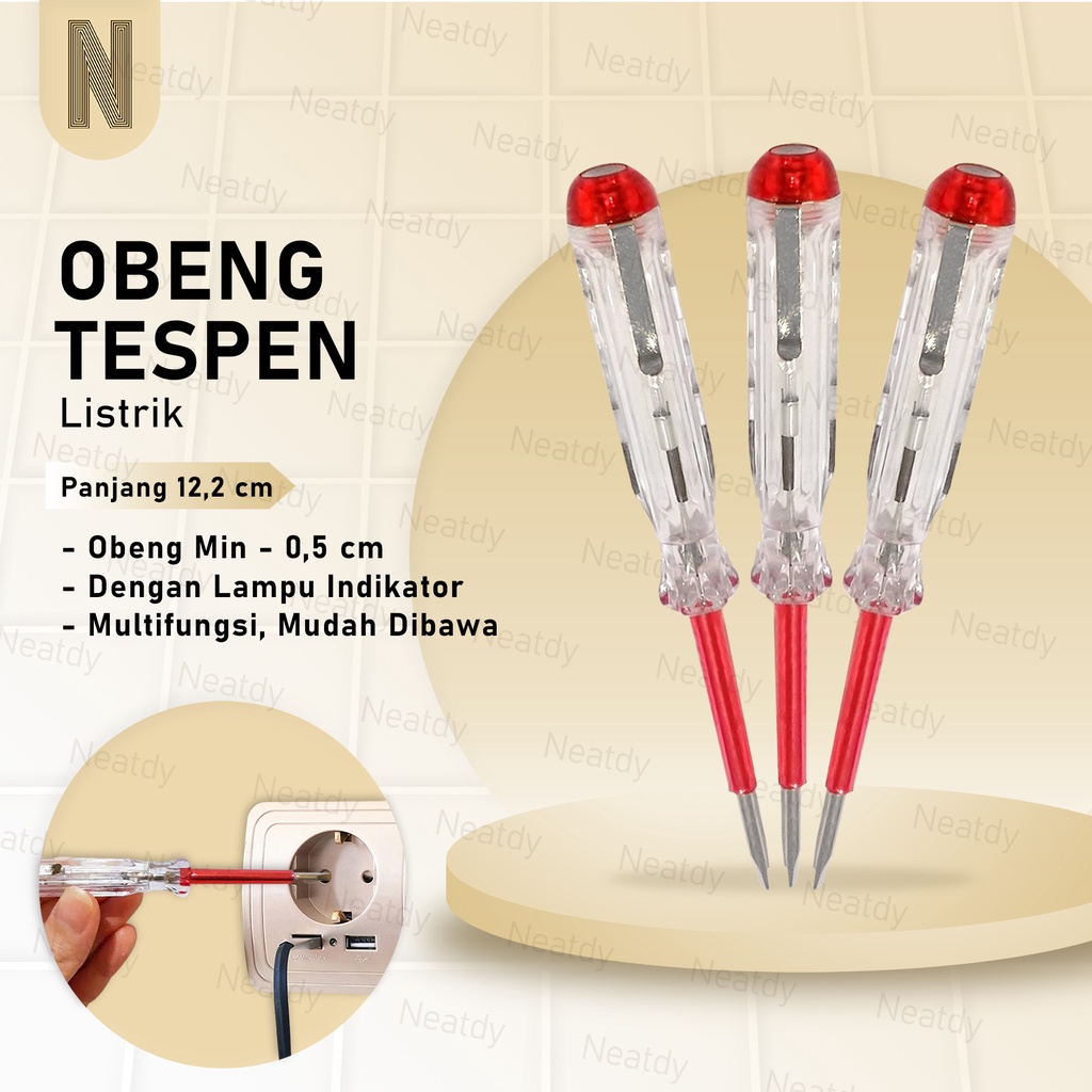 Jual Obeng tespen test pen listrik merah lampu testpen | Shopee Indonesia
