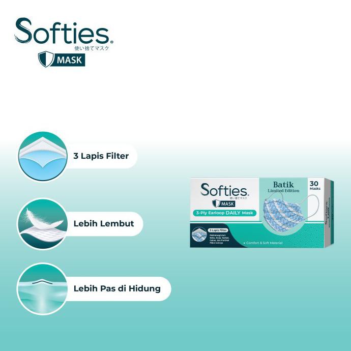 Jual Softies Daily Mask 30s Batik Parang 5 Box Free Softies Wipes Ready ...