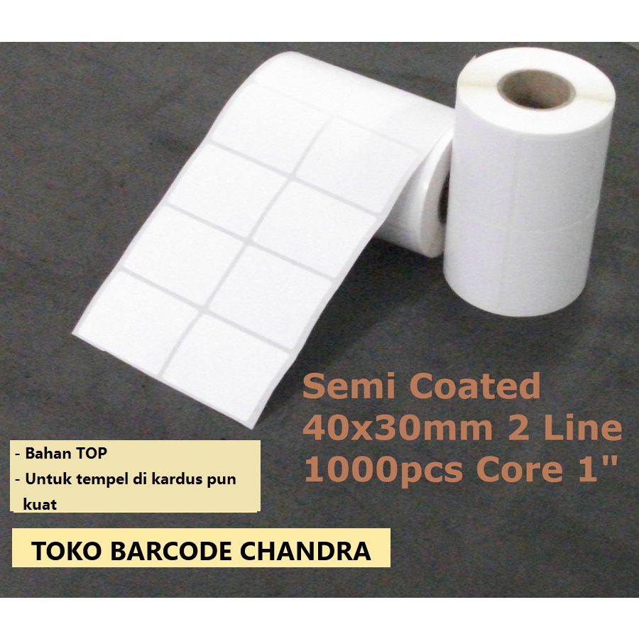 Jual Semi Coated TOP 40x30mm 2Line 1000pcs Gap 2mm Core 1 Inchi / Label ...