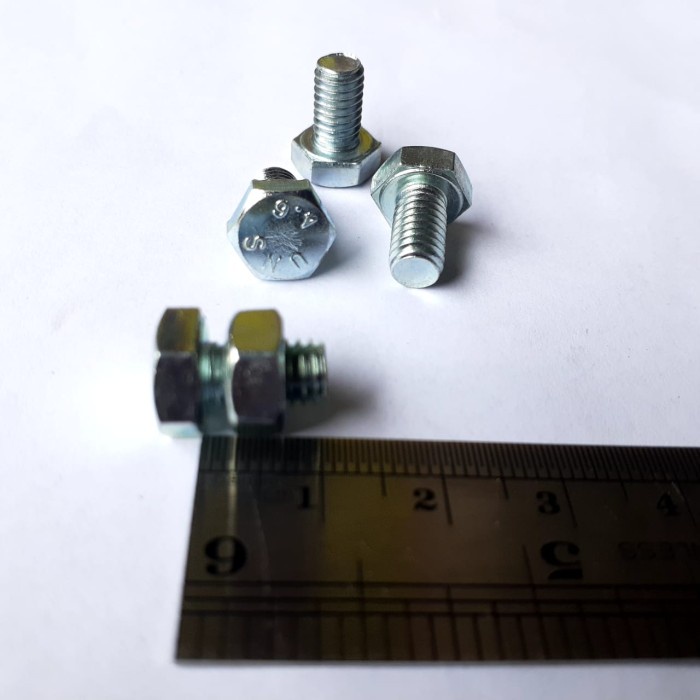 Jual M6X10 (1 CM) BAUT MUR HEXAGON PUTIH FULL DRAT BMP M6 X 10 PANJANG 1 CM DIAMETER BODY 6MM ...