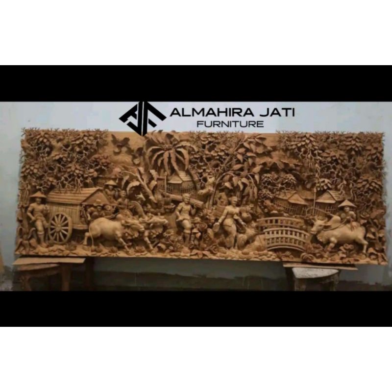 Jual Hiasan Dinding Ukiran Relief 3D Kayu Jati Asli | Shopee Indonesia
