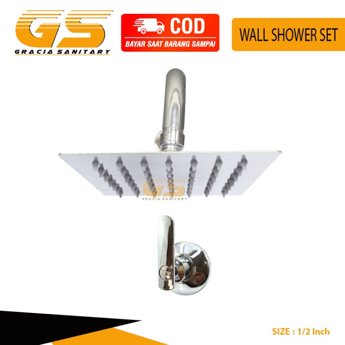 Jual Wall Shower Set Besar / Shower Tanam 3037 & Stop Kran Shower 1098 ...