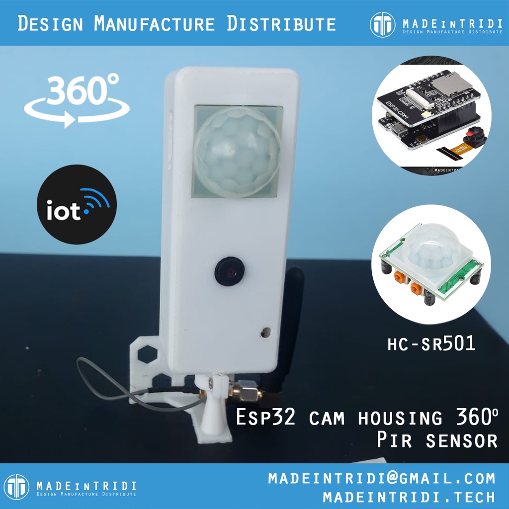 Jual ESP32 Cam with PIR sensor box project Camera mount 360 | Shopee ...