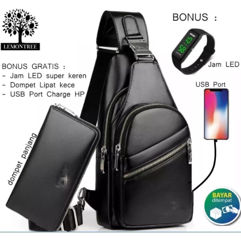 Jual Tas Selempang Pria Kulit- Slingbag Pria Trendy dan Tahan Air ...