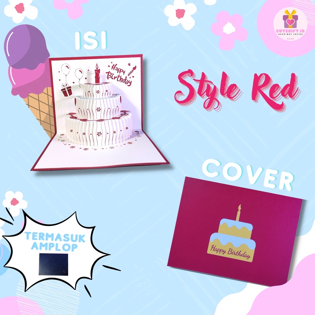 Jual Kartu Ucapan Ulang Tahun 3D Pop Up Happy Birthday Pop Up 3D Card ...