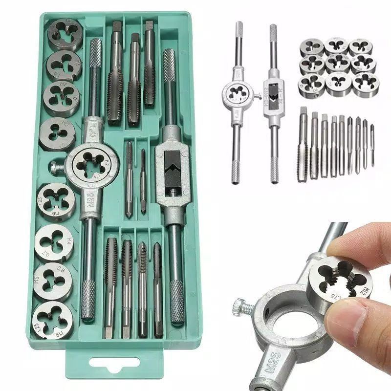Jual Set 20 pcs Alat Snai Senai And Hand Tap Die Tapping Pembuat Ulir Drat Luar dan Dalam Baut ...