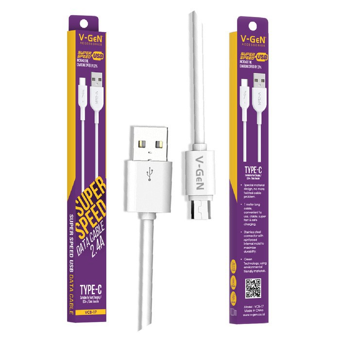 Jual Kabel VGen VCB 17 Dan VCB 12 Type C Cable Super Speed Charge ...