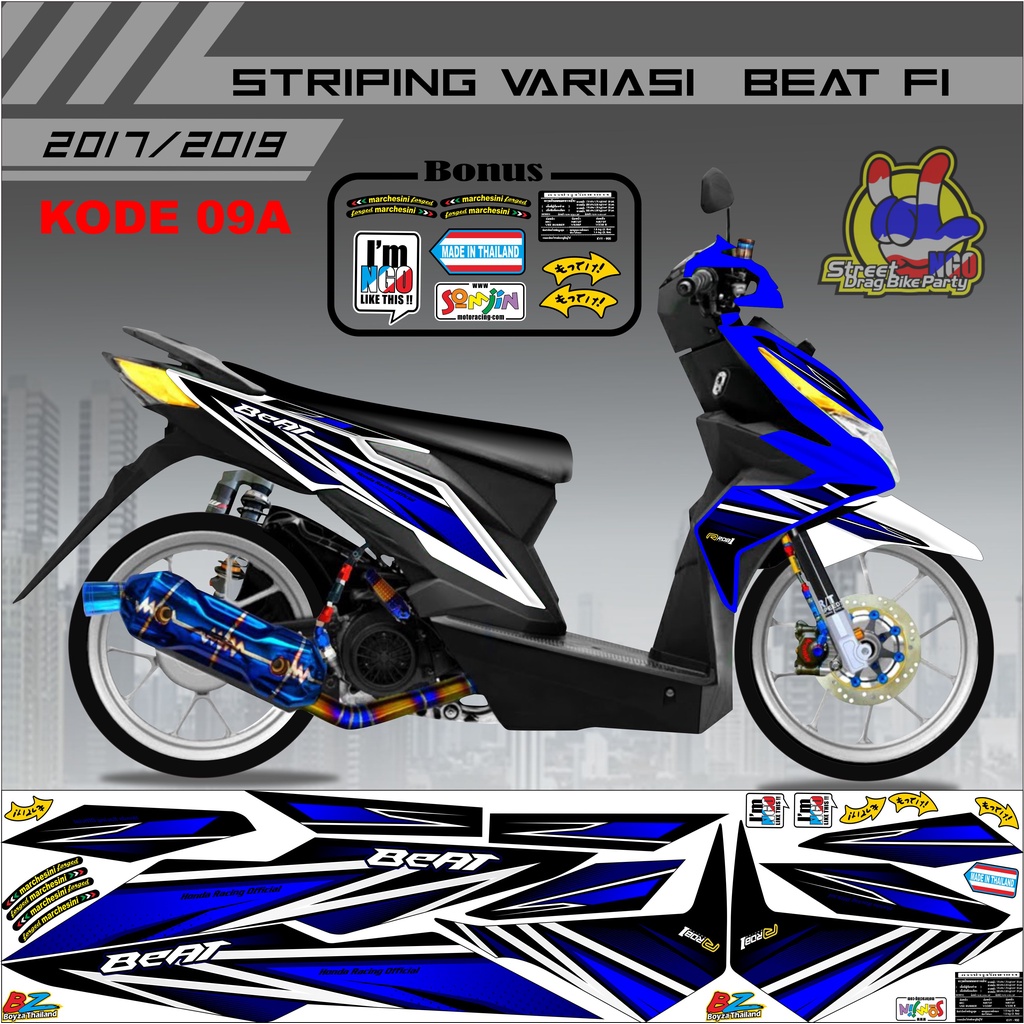 Jual Stiker Variasi Beat Striping Varia Beat Thailook 2017-2019 kode 09 ...