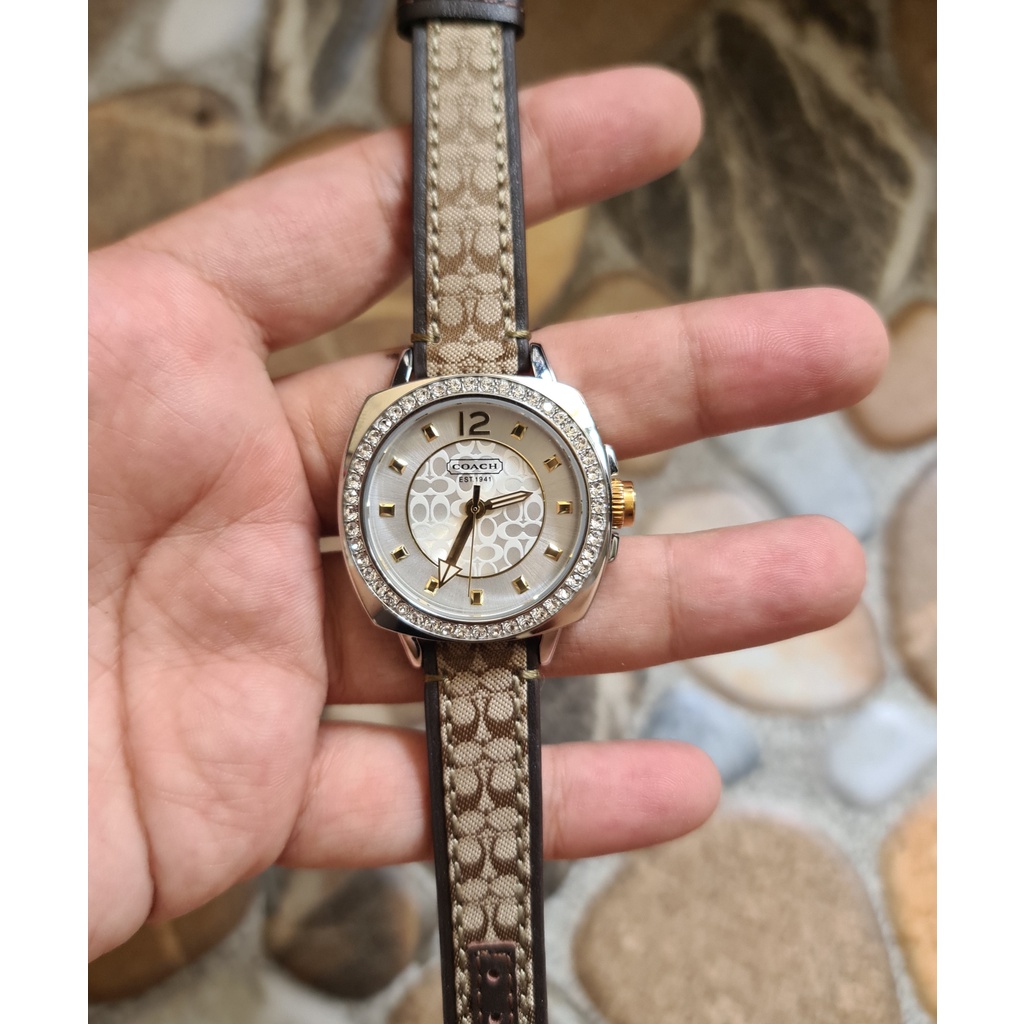 Jual JAM TANGAN WANITA COACH LEATHER DIAMETER 35MM | Shopee Indonesia