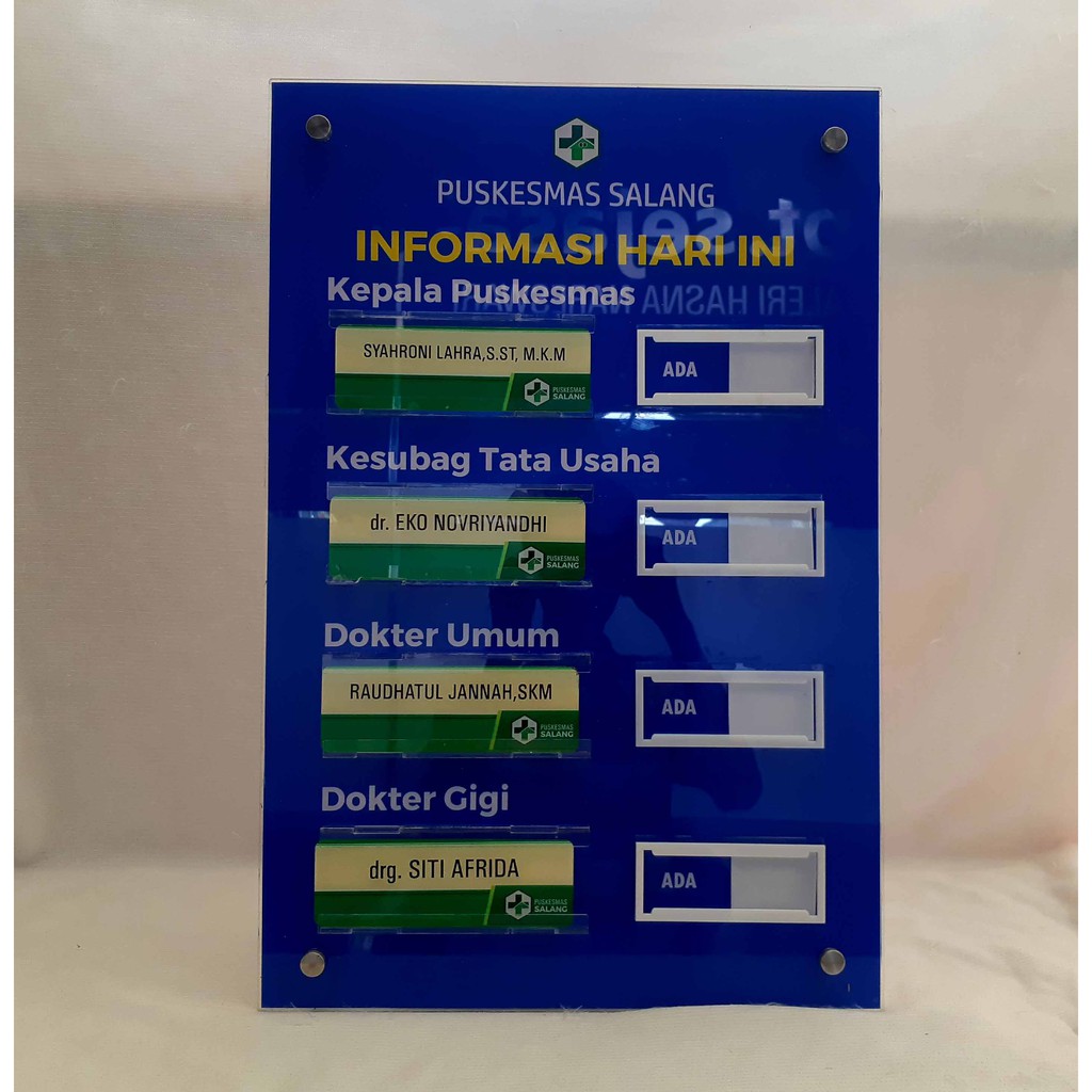 Jual Informasi Kehadiran Puskesmas / Klinik, Papan Informasi Dokter ...