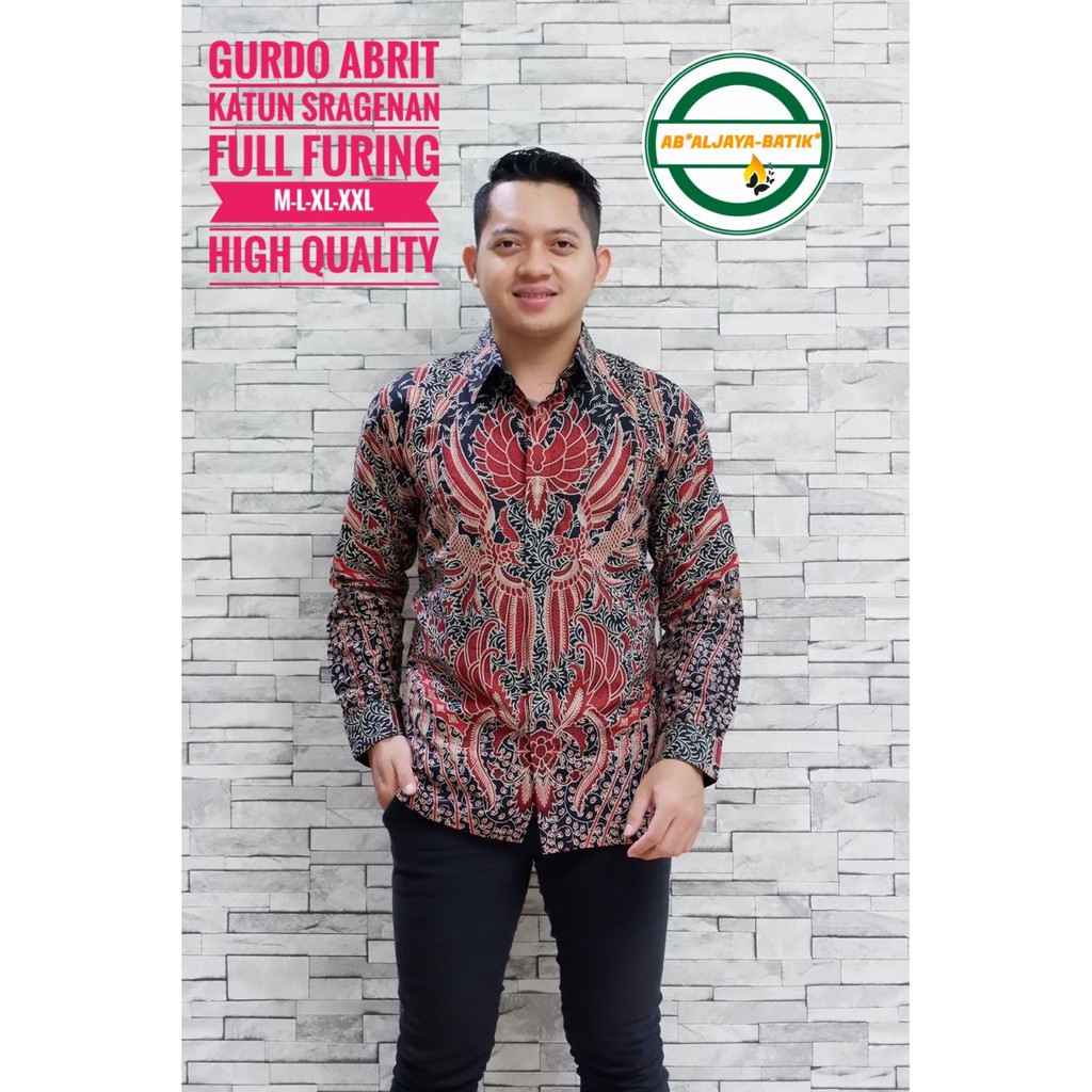 Jual Batik Pria Gurdo Abrit Kemeja Batik Pria Lengan Panjang by Aljaya ...