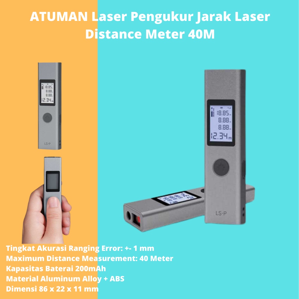 Jual ATUMAN Laser Pengukur Jarak Laser Distance Meter 40M - LS-P ...