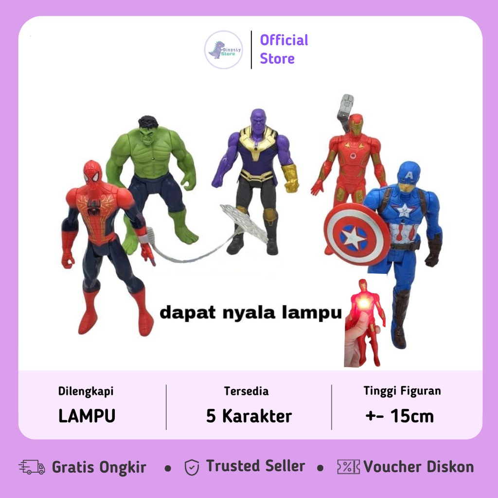 Jual Mainan Action Figure Avengers Superhero Marvel Lampu LED Miniatur ...
