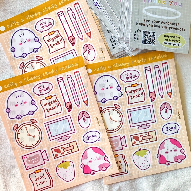 Jual Kelly n Timmy Study Session Sticker Sheet Dekorasi Bujo Journal ...