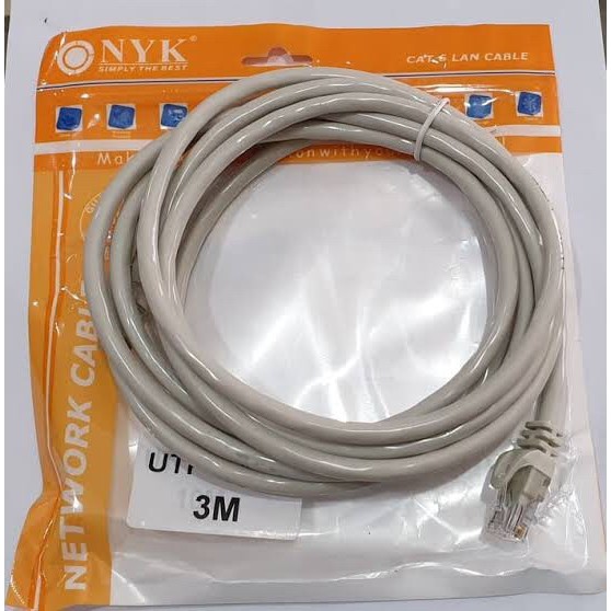 Jual KABEL LAN CAT6 NYK / LAN CAT 6 3M / CABLE LAN 3 M | Shopee Indonesia