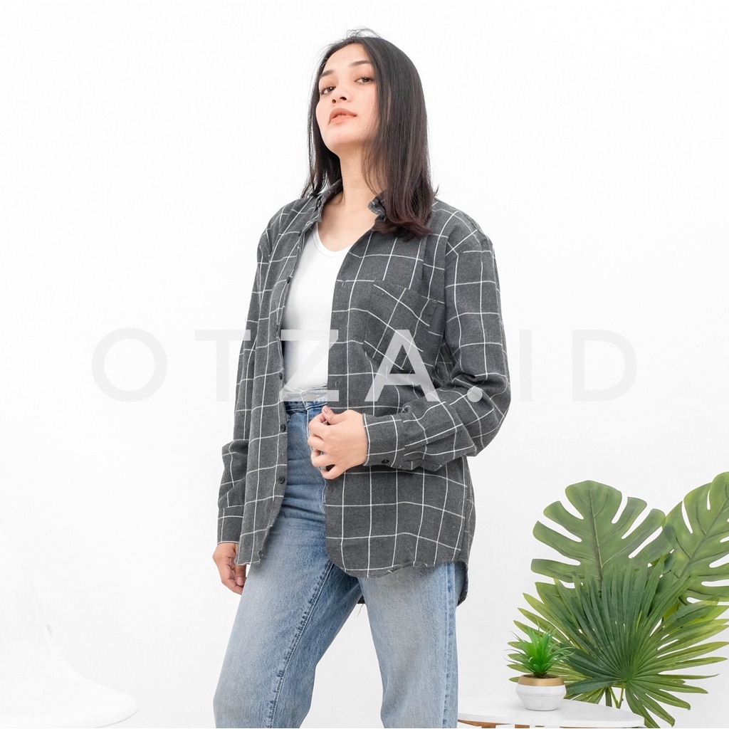Jual Kemeja Flanel Atasan Lengan Panjang Kotak Kotak Outer OOTD | ADNA ...