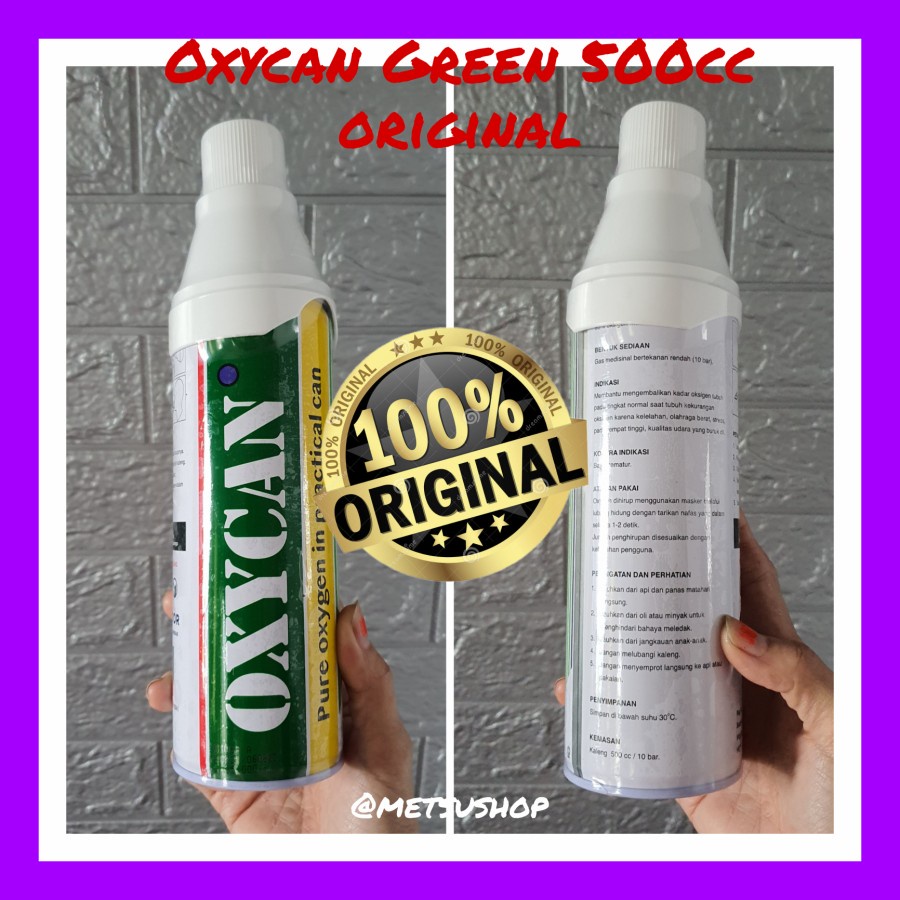 Jual Oxycan Green Oksigen Tabung Kaleng Hijau Portable 500cc Original | Shopee Indonesia