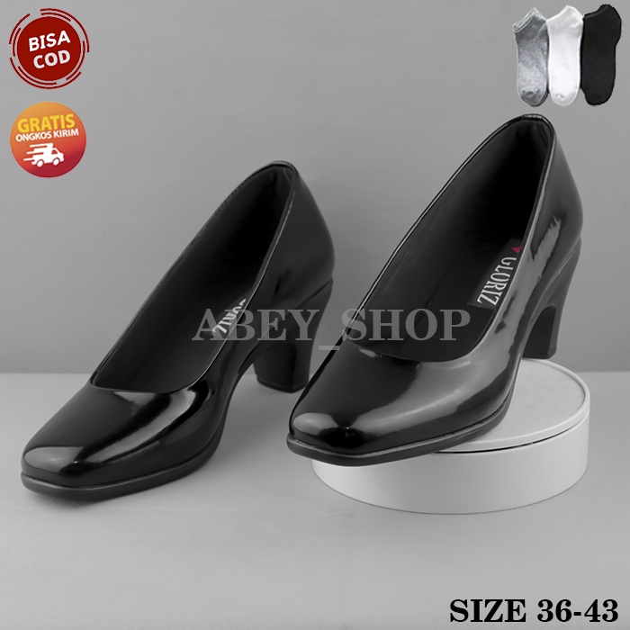 Jual Sepatu Pantofel Wanita Hitam Kilap Pantofel Polwan Dinas Harian ...