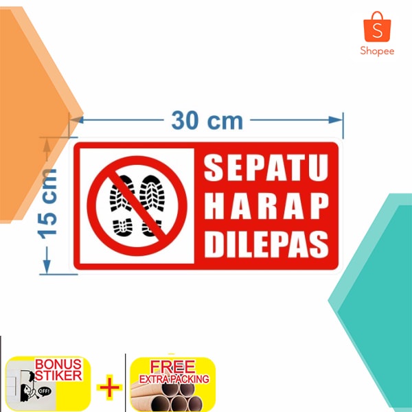 Jual Grosir Rambu Sign Papan Sepatu Harap Dilepas 30cm x 15cm Akrilik ...