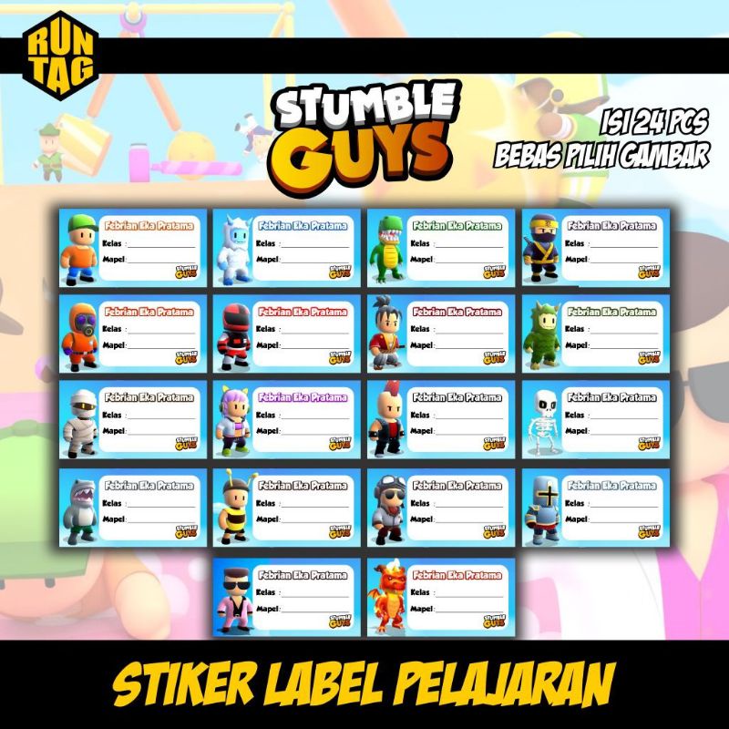 Jual STIKER LABEL MAPEL STUMBLE GUYS | Shopee Indonesia