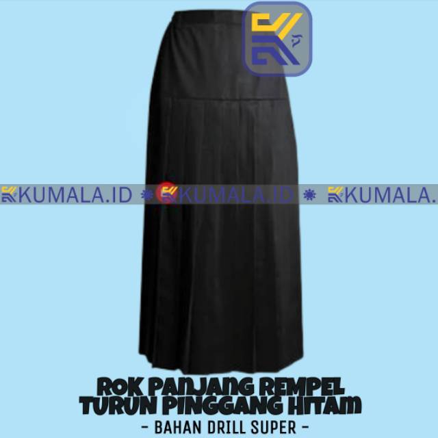 Jual Seragam Sekolah Rok Panjang Hitam Plisket / Rempe Turun Pinggang TK SD SMP SMA Kuliah Drill ...