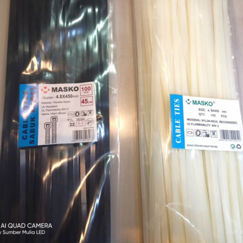 Jual MASKO KABEL TIES 4,8 × 450 mm 100 pcs NYLON Cable Tie SABUK KABEL ...