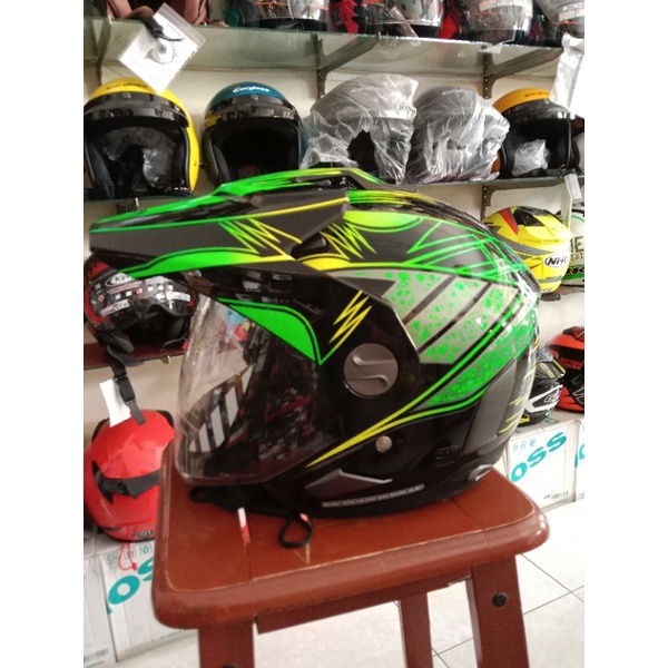 Jual HELM CARGLOSS FORMER MONSTER GREEN/HALF FACE | Shopee Indonesia