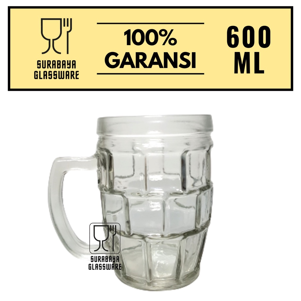 Jual GELAS KACA 600 ml Gelas Cangkir Air Minum Teh Kopi Jus Bir Beer ...