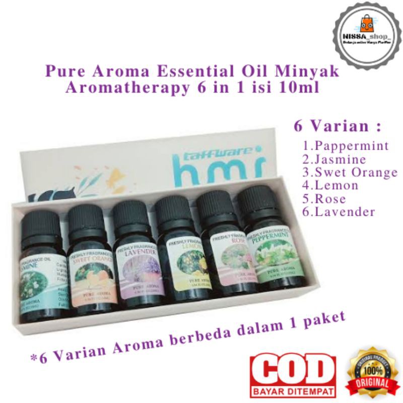 Jual Taffware Pure Aroma Essential Fragrance Oil Aromatherapy 6 in 1 ...